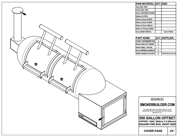 1900 Liter Metric Offset Smoker Grill With Scoop Baffle – SmokerPlans ...